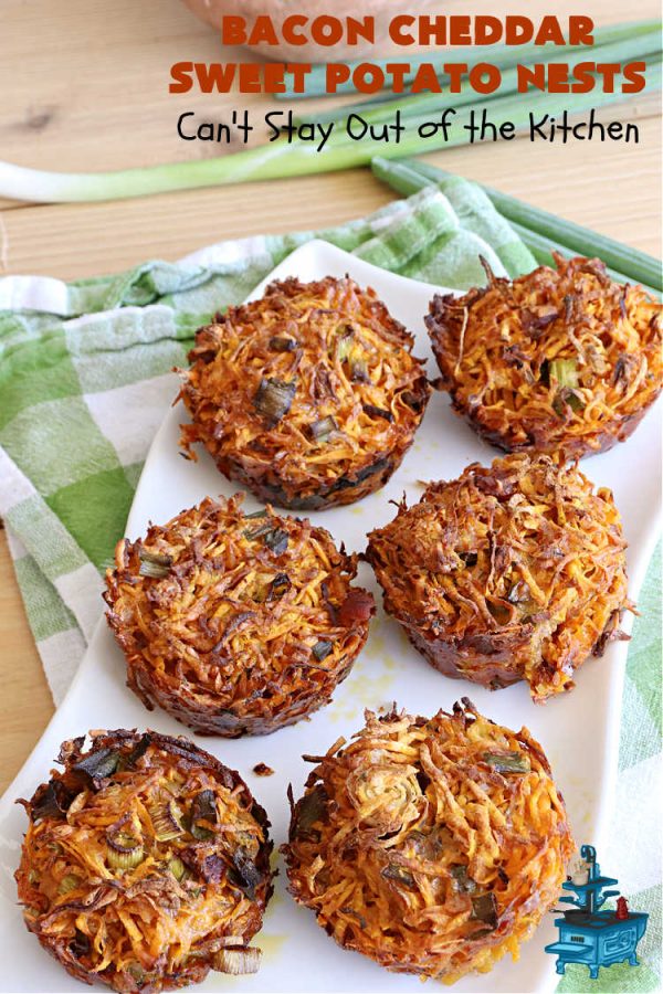 Bacon Cheddar Sweet Potato Nests – Can't Stay Out of the Kitchen