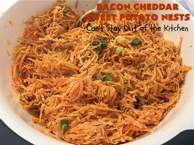 Bacon Cheddar Sweet Potato Nests – Can't Stay Out of the Kitchen