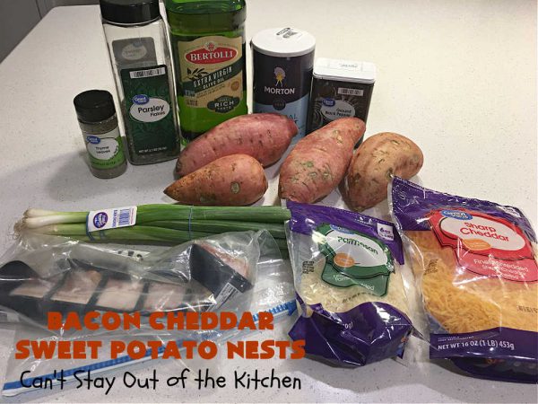 Bacon Cheddar Sweet Potato Nests – Can't Stay Out of the Kitchen