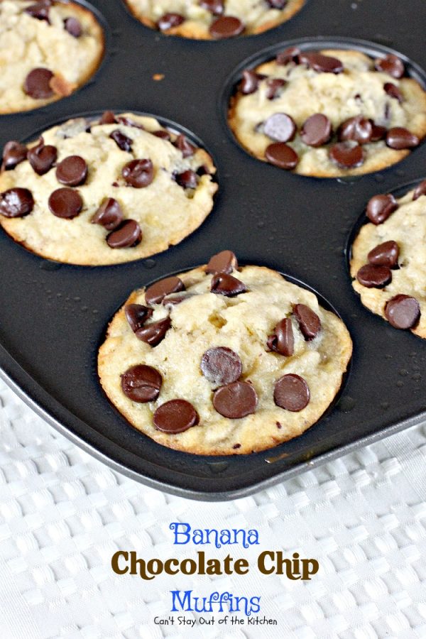 Banana Chocolate Chip Muffins – Can't Stay Out of the Kitchen