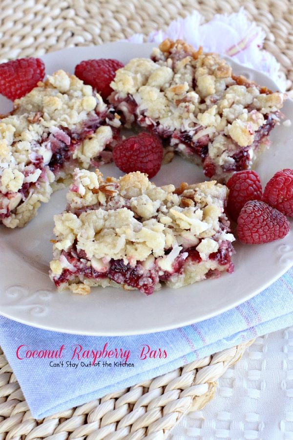 Coconut Raspberry Bars – Can't Stay Out of the Kitchen