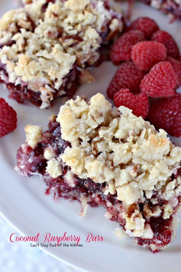 Coconut Raspberry Bars – Can't Stay Out of the Kitchen