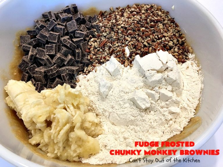 Fudge Frosted Chunky Monkey Brownies – Can't Stay Out of the Kitchen