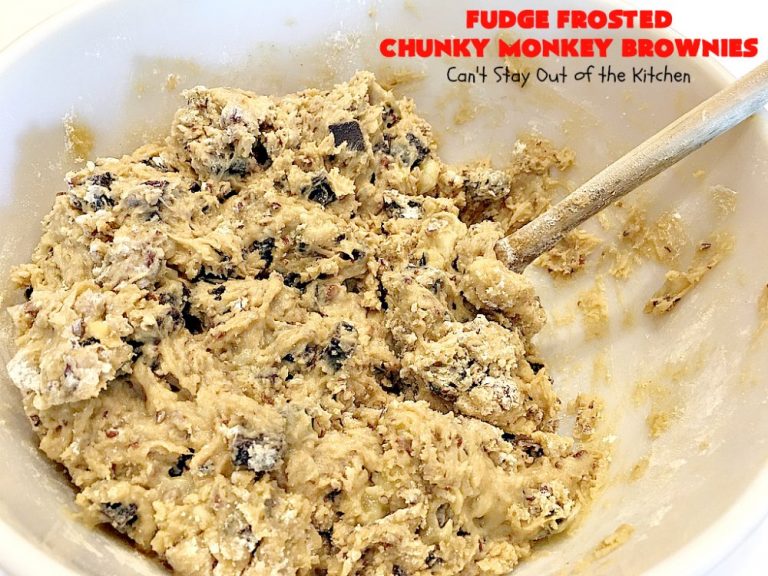 Fudge Frosted Chunky Monkey Brownies – Can't Stay Out of the Kitchen