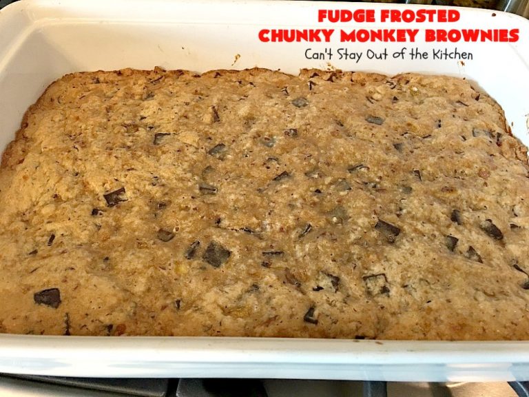 Fudge Frosted Chunky Monkey Brownies – Can't Stay Out of the Kitchen