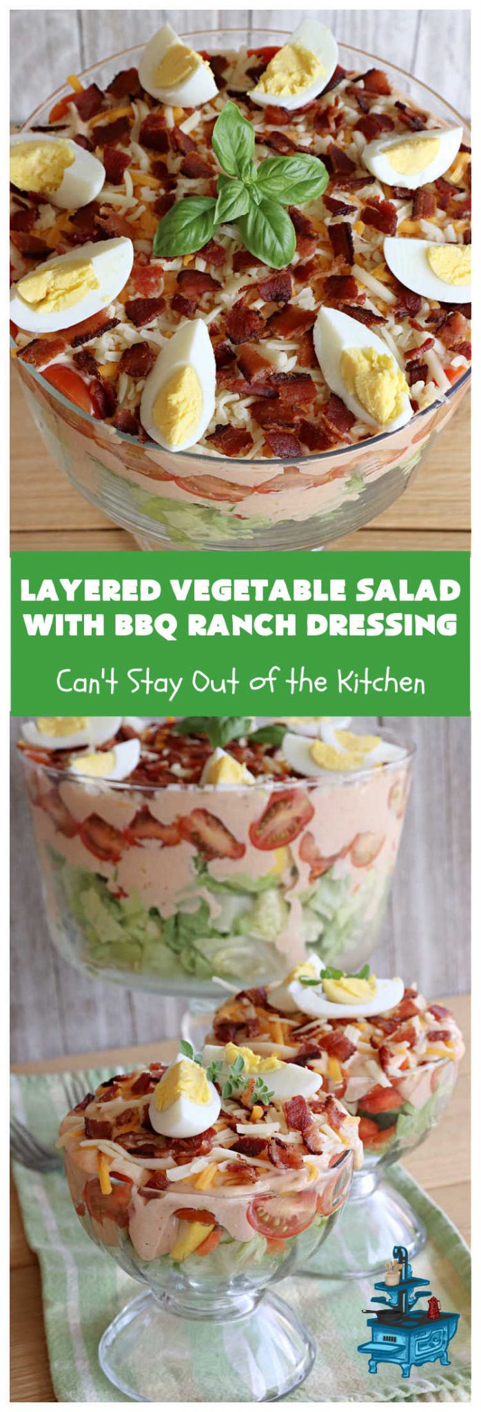 Layered Vegetable Salad with BBQ Ranch Dressing – Can't Stay Out of the ...
