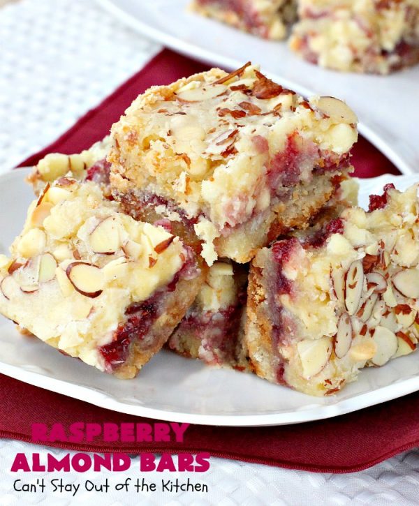 Raspberry Almond Bars - Can't Stay Out of the Kitchen
