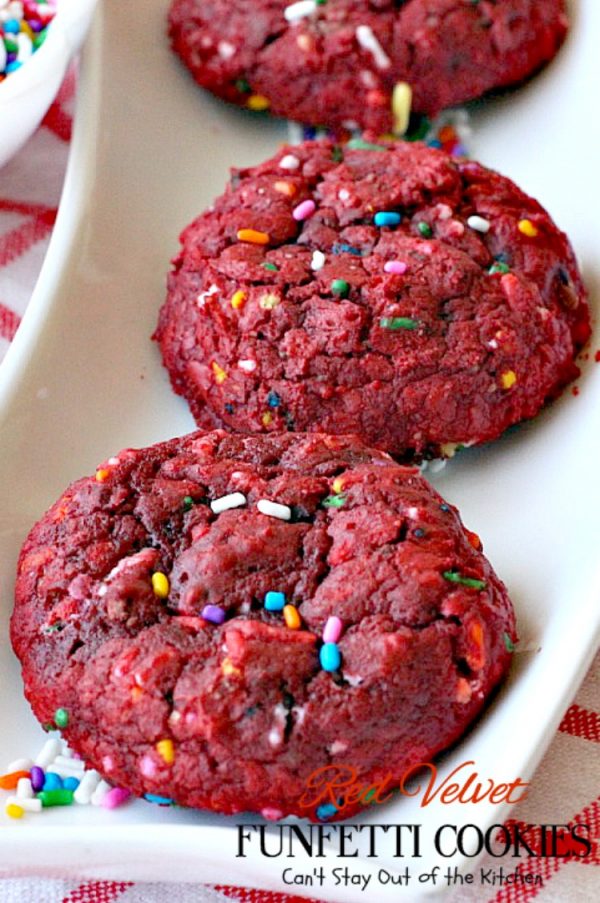 Red Velvet Funfetti Cookies – Can't Stay Out of the Kitchen