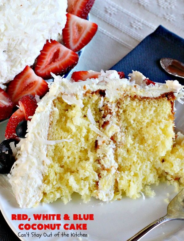 Red White and Blue Coconut Cake – Can't Stay Out of the Kitchen