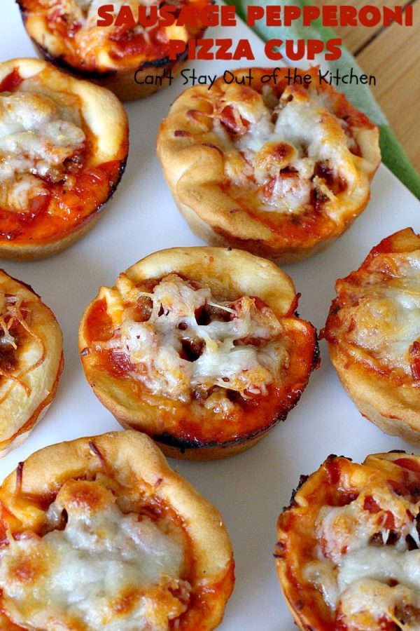 Sausage Pepperoni Pizza Cups – Can't Stay Out of the Kitchen