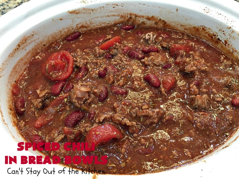 Spiced Chili in Bread Bowls – Can't Stay Out of the Kitchen