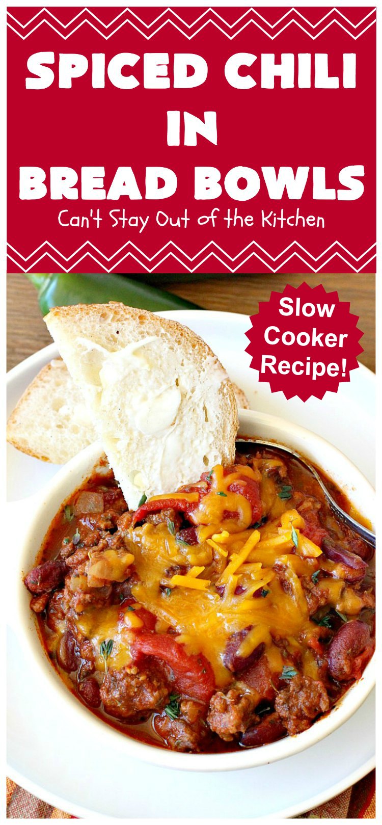 Spiced Chili in Bread Bowls – Can't Stay Out of the Kitchen