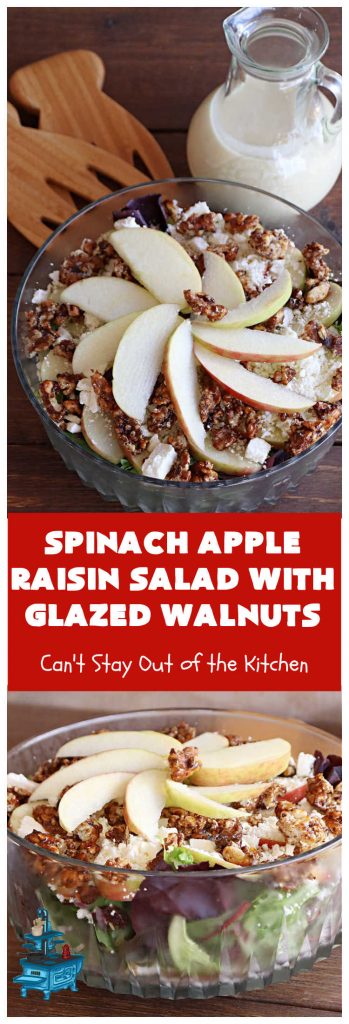 Spinach Apple Raisin Salad with Glazed Walnuts – Can't Stay Out of the Kitchen