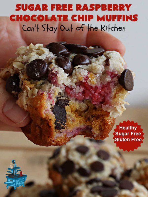 Sugar Free Raspberry Chocolate Chip Muffins – Can't Stay Out of the Kitchen