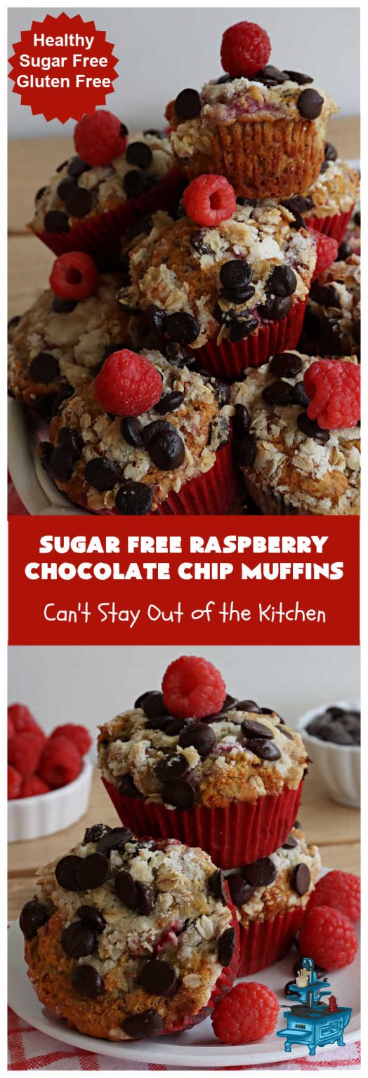 Sugar Free Raspberry Chocolate Chip Muffins – Can't Stay Out of the Kitchen