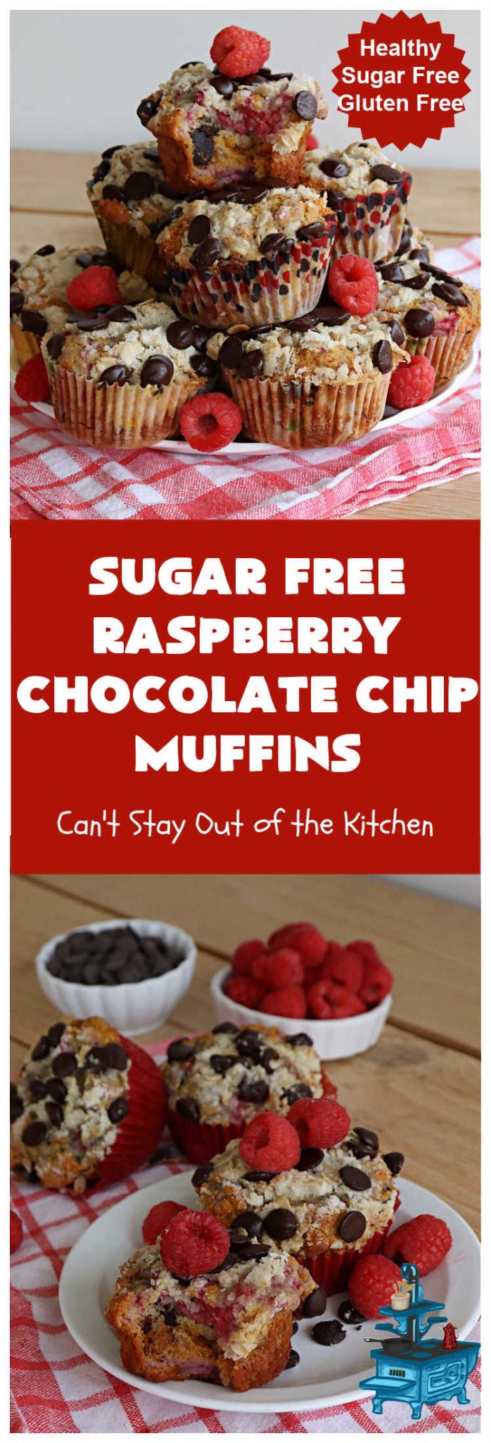 Sugar Free Raspberry Chocolate Chip Muffins – Can't Stay Out of the Kitchen