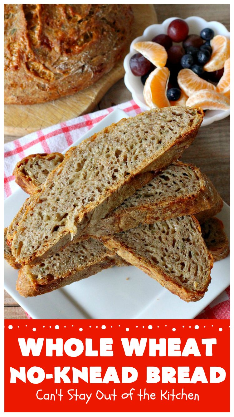 Whole Wheat No-Knead Bread – Can't Stay Out of the Kitchen